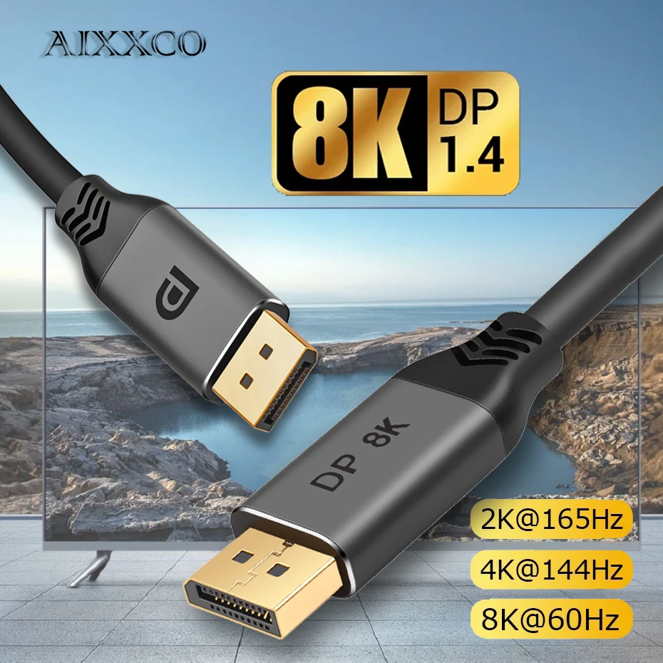 AIXXCO DisplayPort 1.4 Cable 8K 4K HDR 165Hz 60Hz Display Port Adapter ...