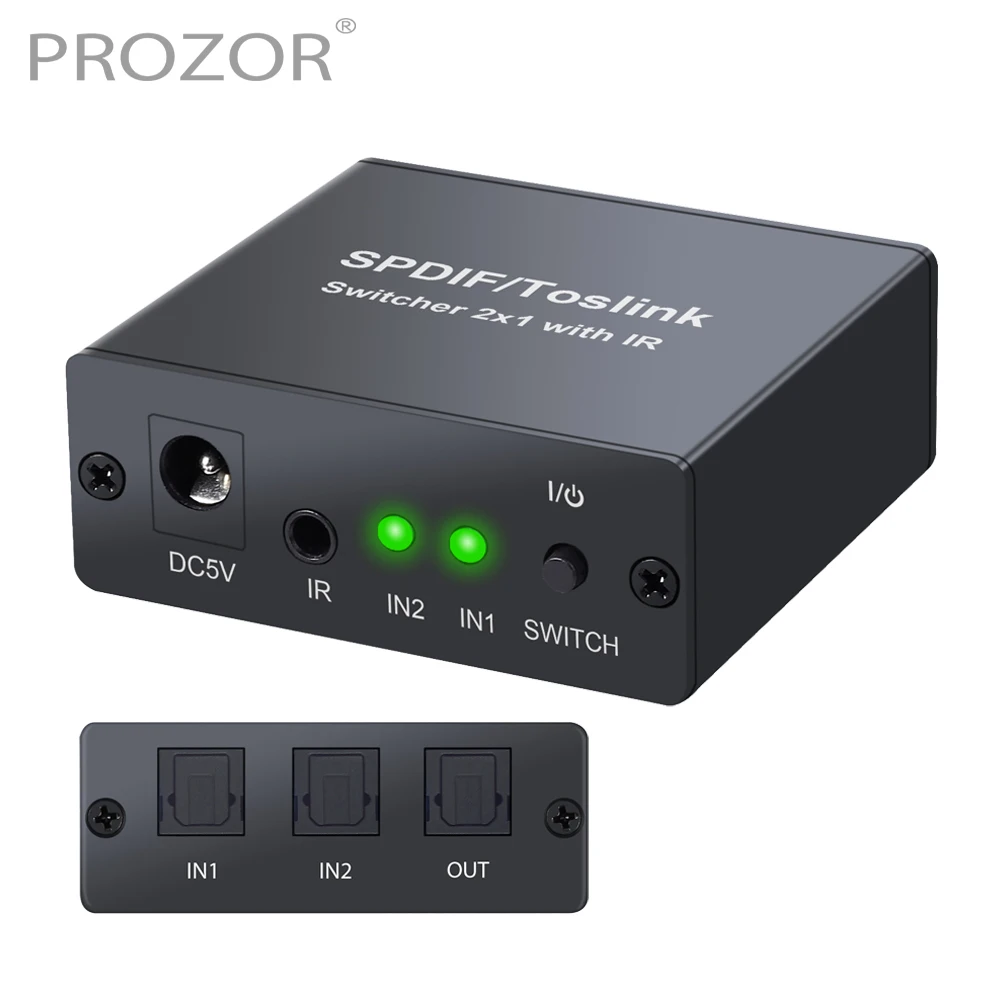 PROZOR-2-In-1-Out-SPDIF-Toslink-Switcher-2x1-With-IR-Remote-Control ...