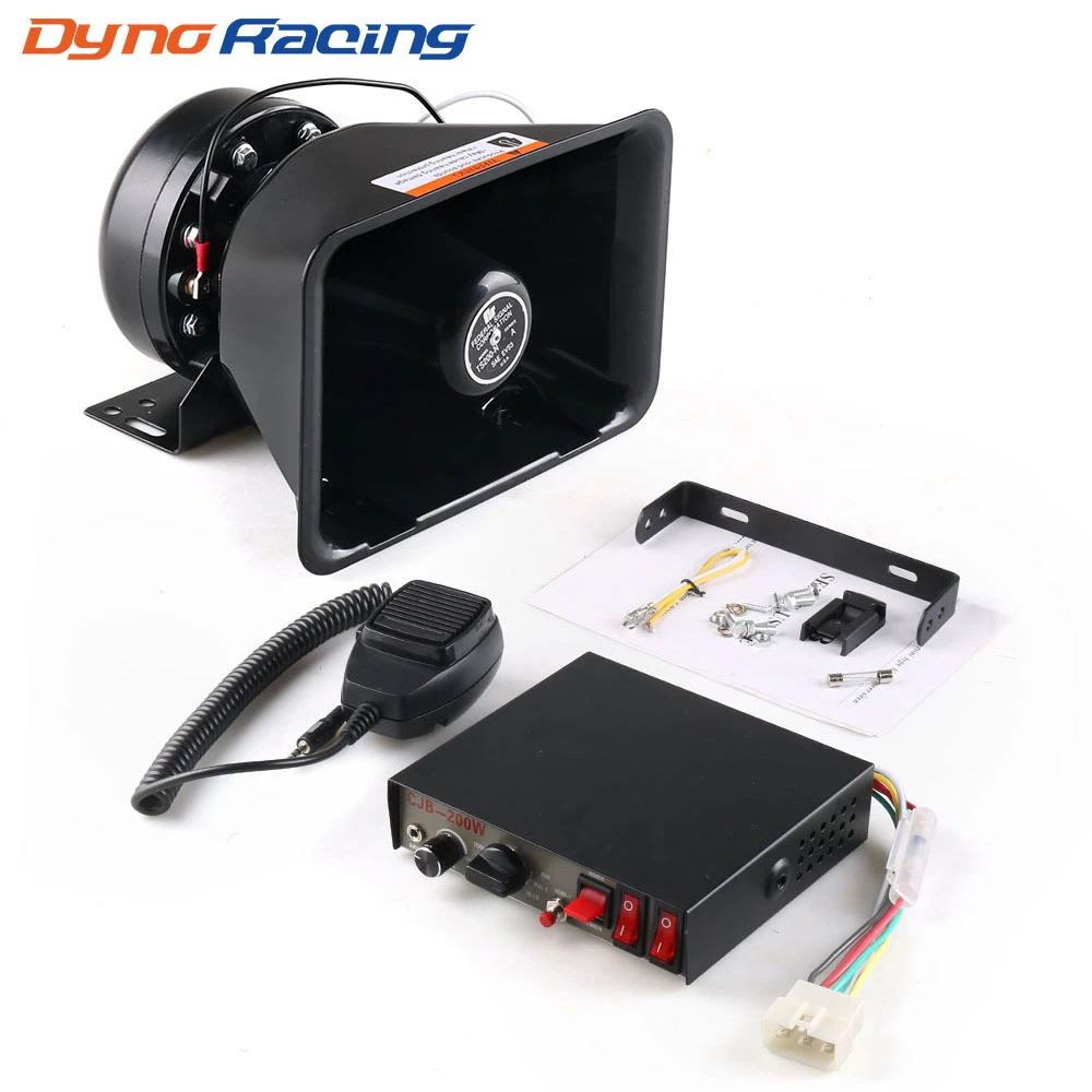 12v 200w 8 Tones Loud Car Warning Alarm Police Siren Horn Speaker Pa ...