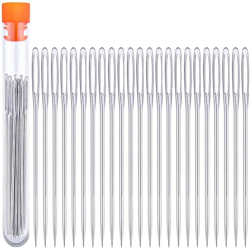 LMDZ 23 PCS Stainless Steel Large Eye Sewing Needles, 2.36in Sewing ...