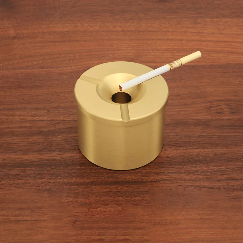 Creative Brass Ashtray With Lid Gold Metal Ashtrays For Home Living ...