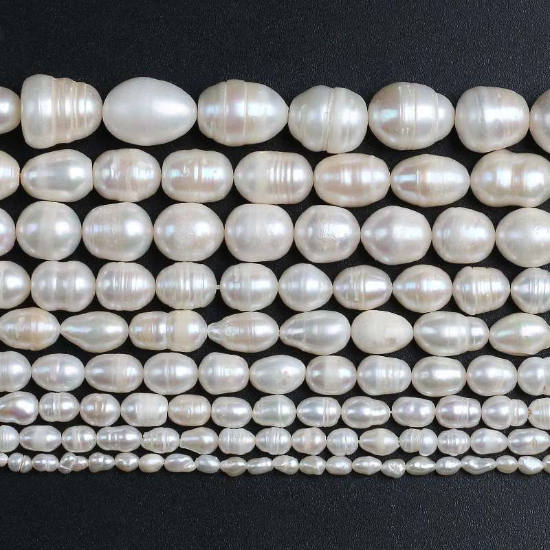 High-Quality-Natural-Oval-Shape-Pearl-White-Freshwater-Pearl-Beads-For ...