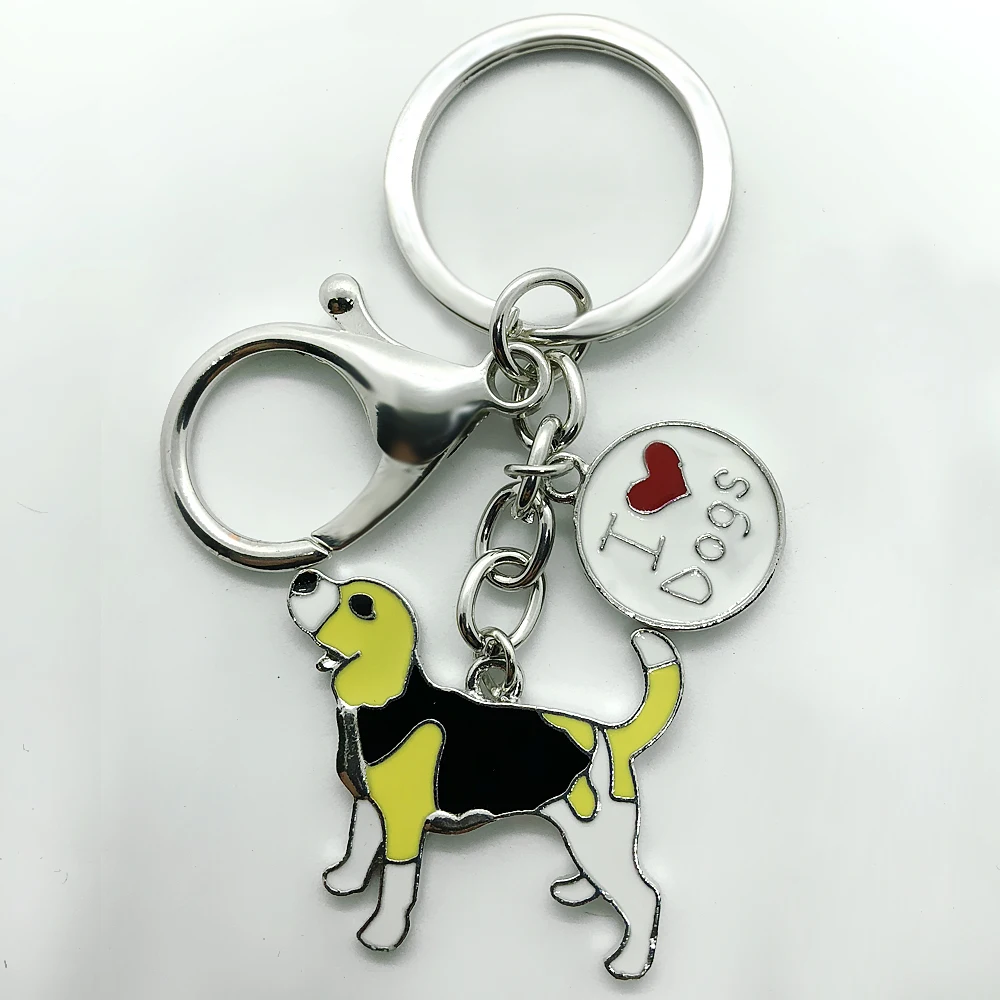 Hot popular family pet dog jewelry key chain enamel craft beagle ...