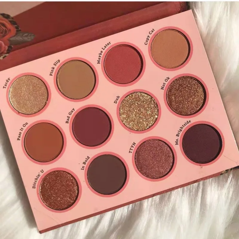 Цветная блестящая и матовая палитра теней для век 12 цветов