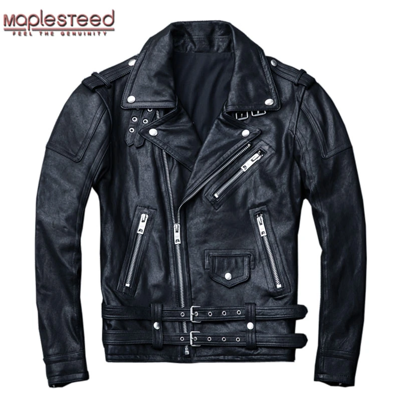 Maplesteed 100% Natural Sheepskin Tanned Leather Jacket Black Soft Men ...