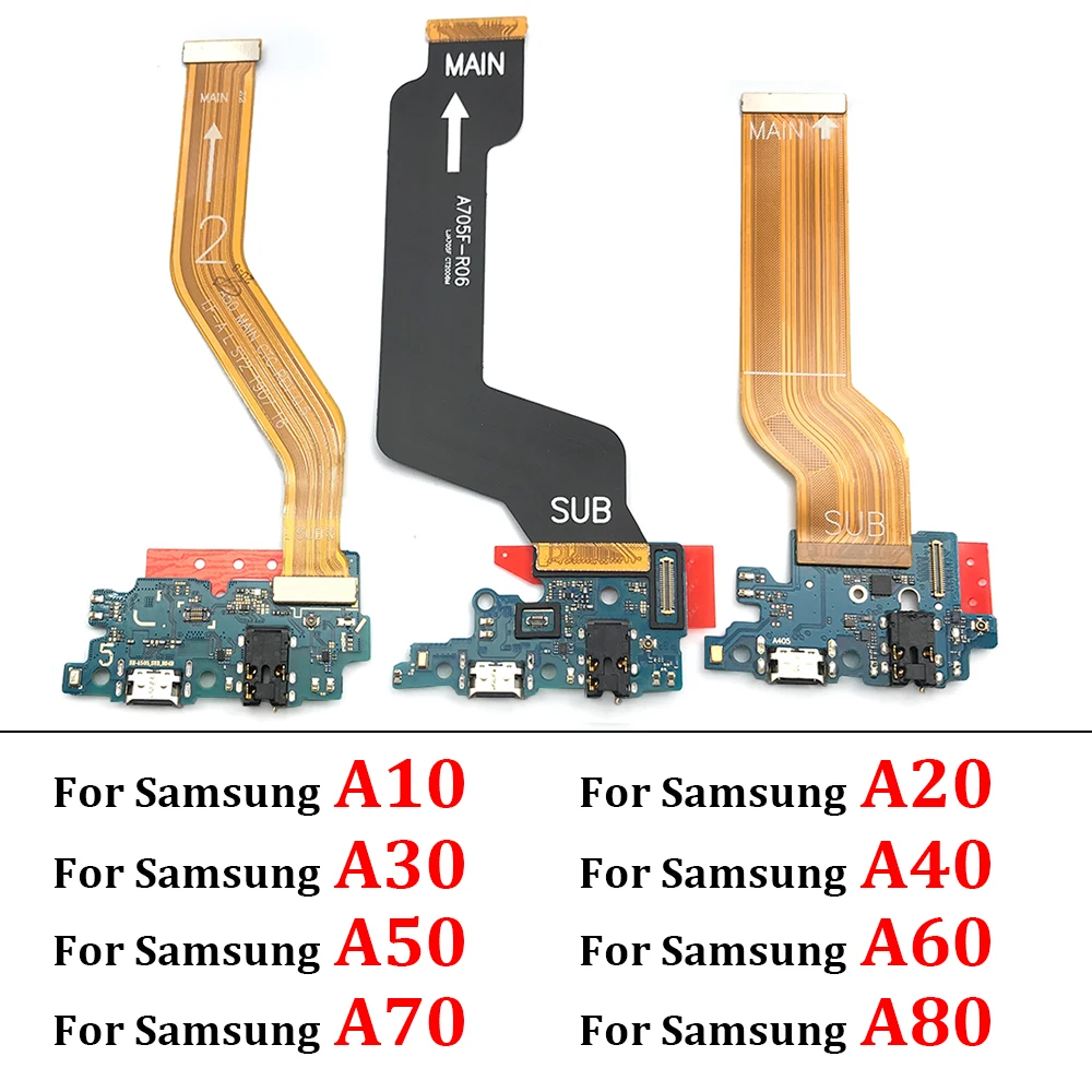 USB Charging Port Connector Board + Mainboard Flex For Samsung A10 A20 ...