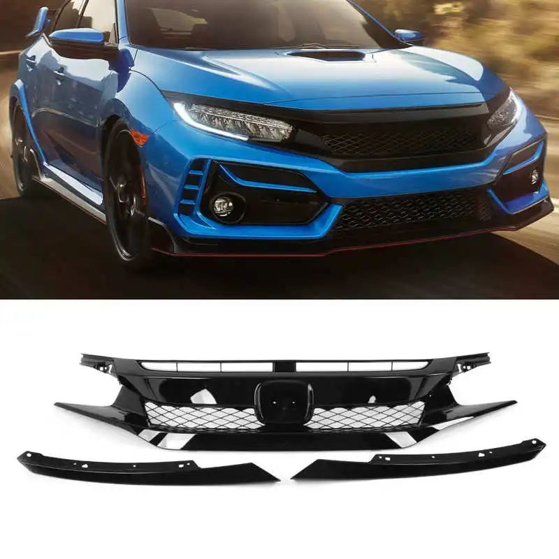 Gloss Black for Type R Style Front Honeycomb Mesh Grille with ...