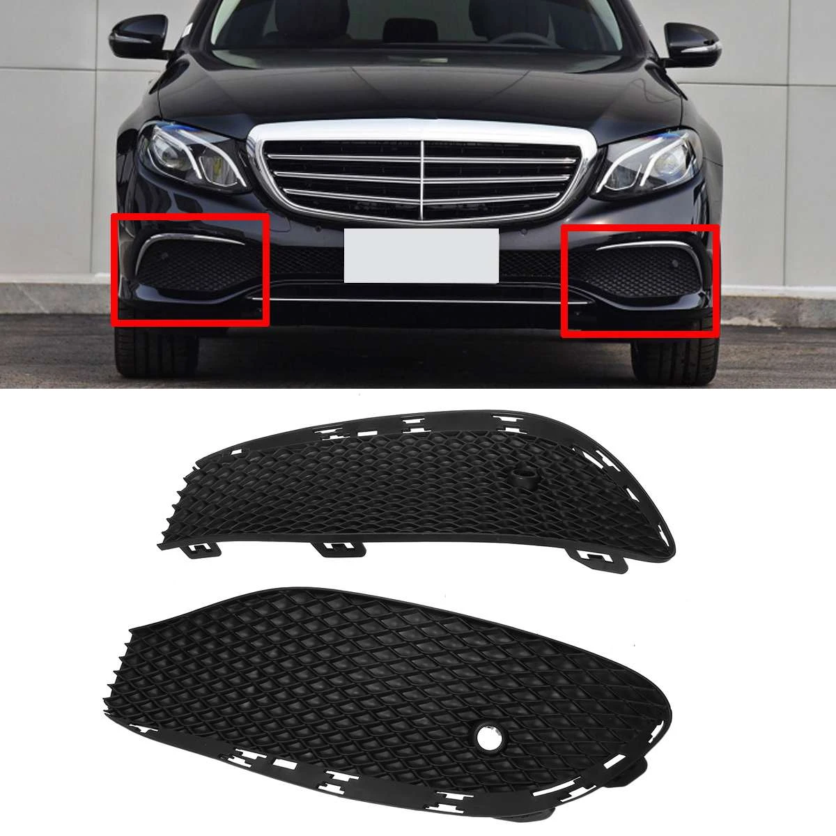 2pcs W213 Car Front Bumper Fog Light Grille Grill Cover Trim For ...