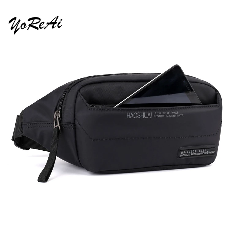 Pochete casual com zíper, bolsa de cintura para homens, com alça de ...