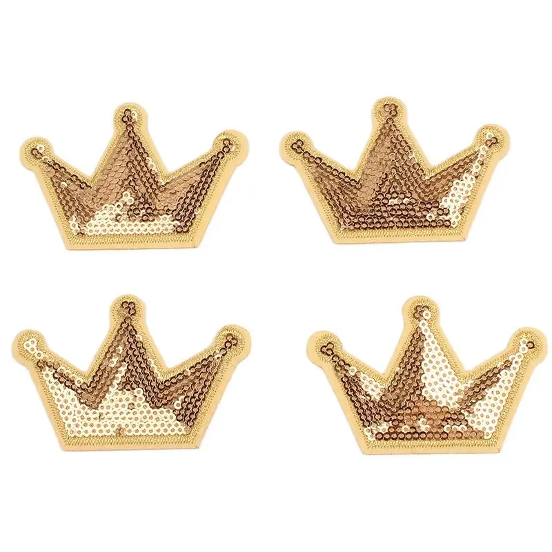10pcs/lot Sequined Crown Patch Iron On Embroidered Stickers DIY Jeans ...
