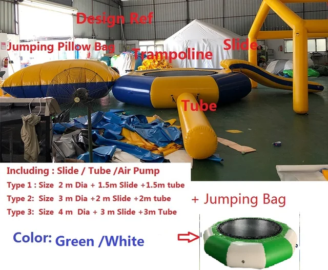 Inflatable Water Trampoline With Slide & Tube & Jumping Pillow Bag ...