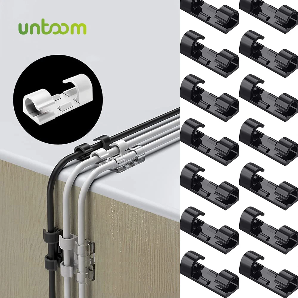 Untoom Cable Organizer Clips Desktop Wall USB Cable Management Wire ...