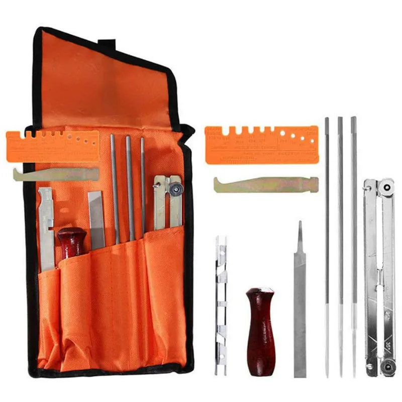 10pcs/Set Bag Chainsaw Sharpening File Filing Kit Chain Sharpen Saw ...