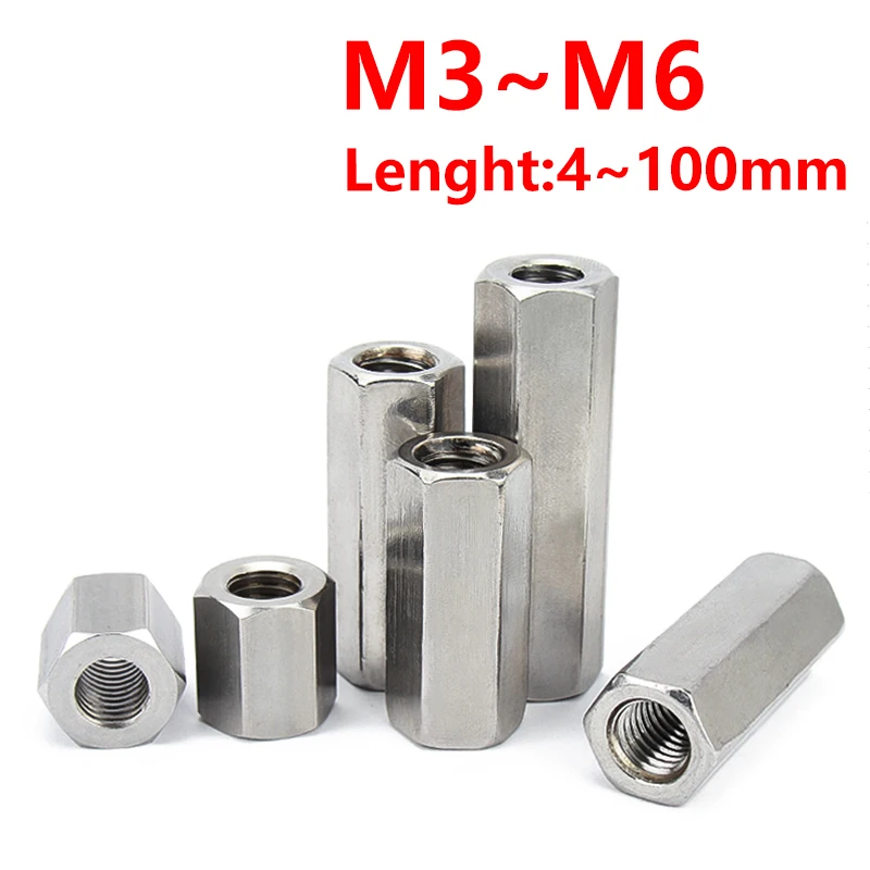 304 Stainless Steel Long Nut Hex Female Standoff Pillar Stud Board ...