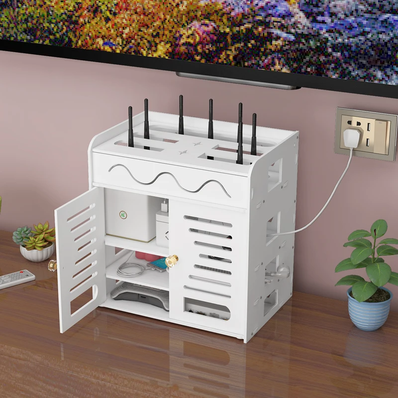 2-Function-Wireless-Wifi-Router-Storage-Box-Panel-Shelf-Wall-Hanging-On ...
