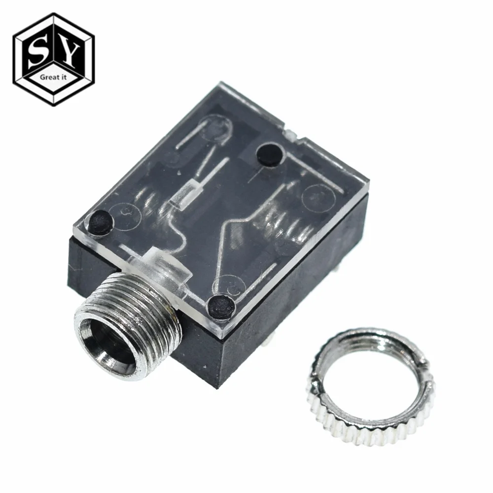 뜨거운 판매 5 핀 3.5mm 스테레오 오디오 잭 소켓 PCB 패널 마운트 너트 PJ 324M 헤드폰|반도체 집적회로 ...