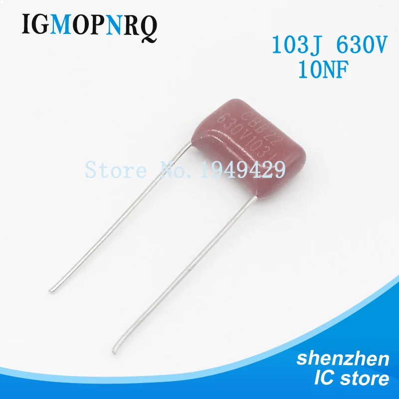 20PCS/Lot 103 10nF 630V CBB Polypropylene Film Capacitor Pitch 10mm 103 ...