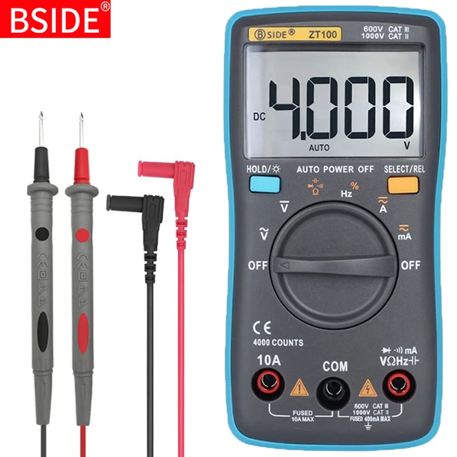 Digital Multimeter ZT100 4000 counts DC/AC Voltage Current Capacitance ...