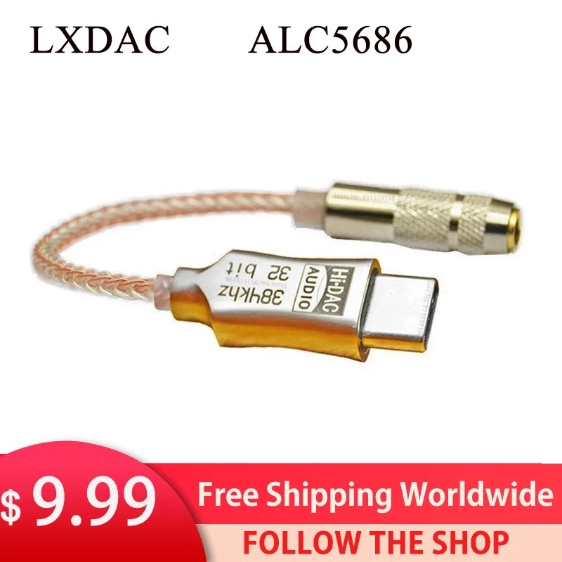 LXDAC A01 ALC5686 c형 USB 3.5mm, Angeldac 이어폰 증폭기 디지털 디코더 AUX 오디오 케이블 ...