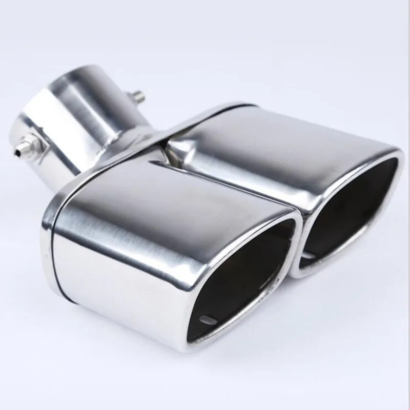 Car Auto Round Exhaust Muffler Tip Stainless Steel Exhause 1 to 2 Dual ...