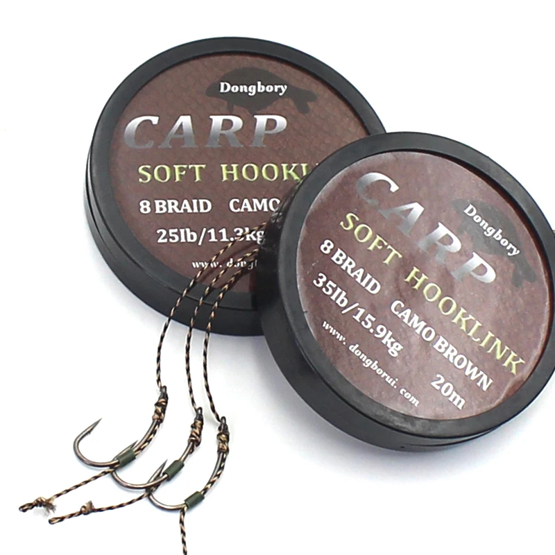 20m Carp Fishing Line Brown Soft Hook Link Carp Hooklink Uncoated Braid Line for Hair Rig 15IB ...