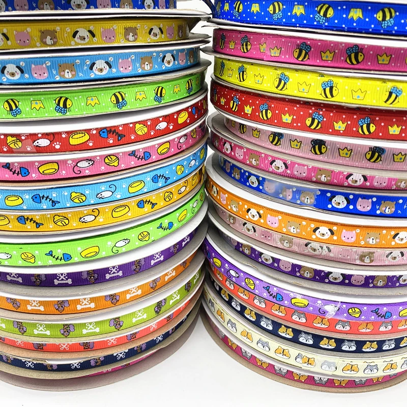 5 Yards 10mm Pet Ribbon Printed Animal Grosgrain Ribbons for Gift ...