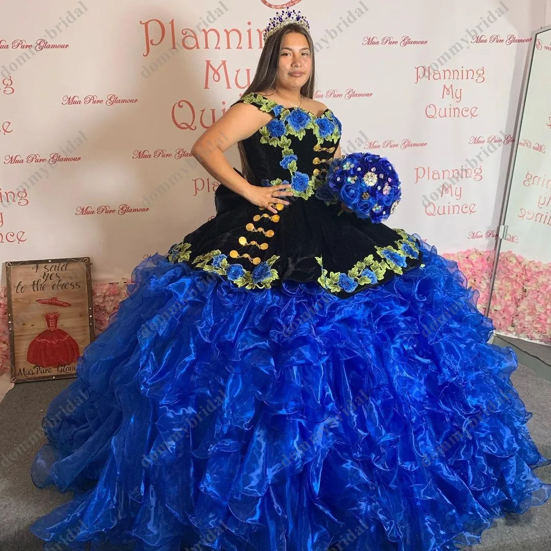 Royal Blue And Black Quinceanera Dresses