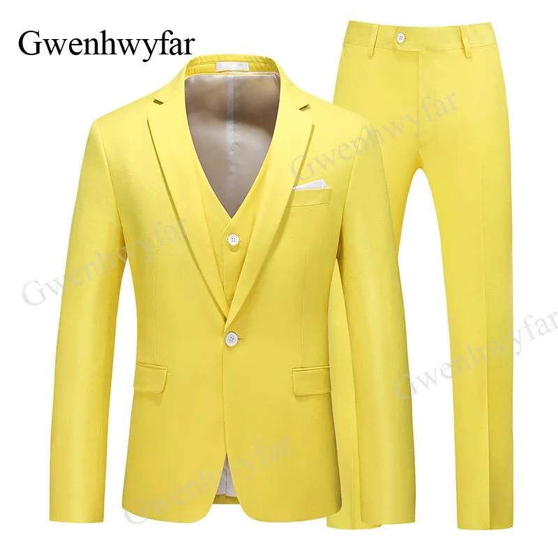 Gwenhwyfar Lemon Men Wedding Suit Male Blazers Slim Fit Suits For Men ...