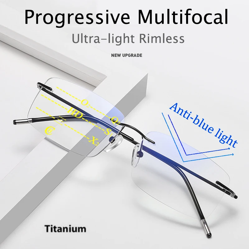 2021-Progressive-Multifocal-Memory-Titanium-Rimless-Reading-Glasses-Men ...