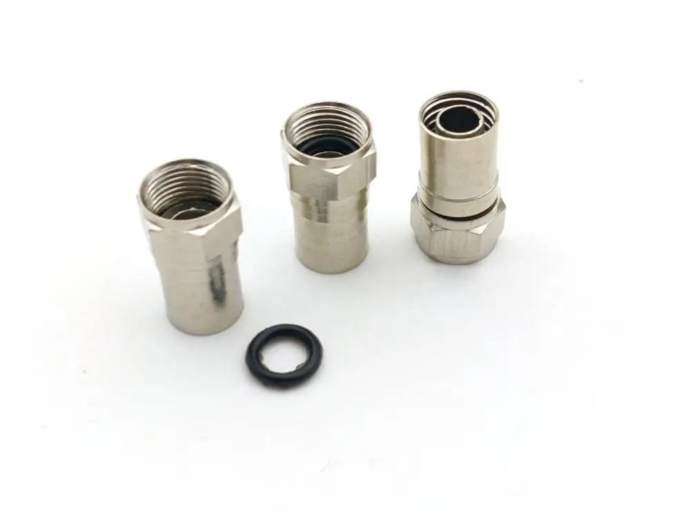 100pcs Adapter Brass Crimp F Connector For Standard Shield Rg6 Cable ...