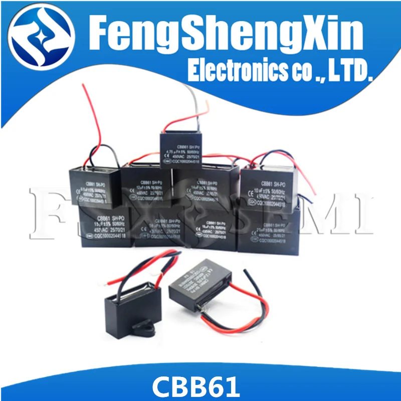 1pcs Cbb61 Start Capacitance Ac Fan Capacitor 450v 1uf 1.2uf 1.5uf 2uf ...