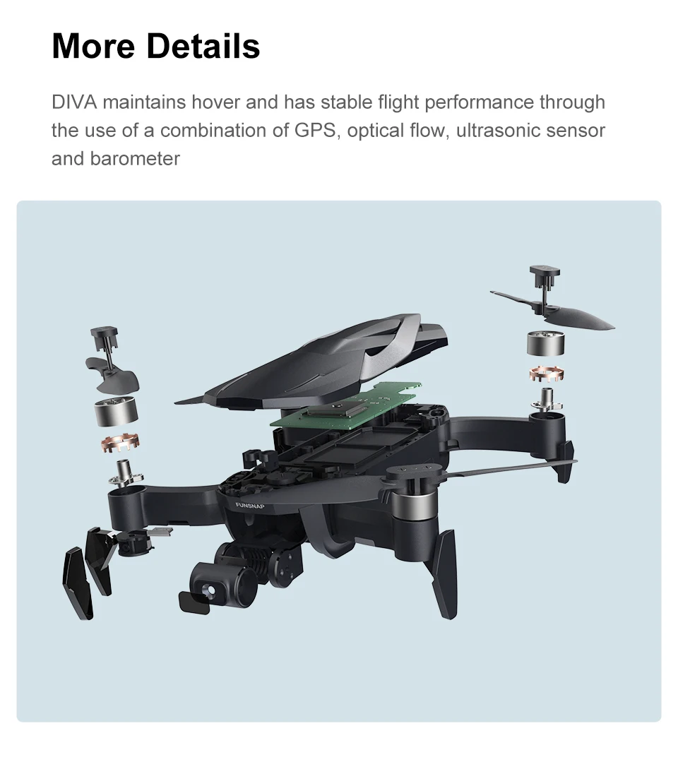 Drone FUNSNAP DIVA 4K GPS FPV Noir 1 Batterie - Drone Photo Vidéo - Achat & prix | fnac