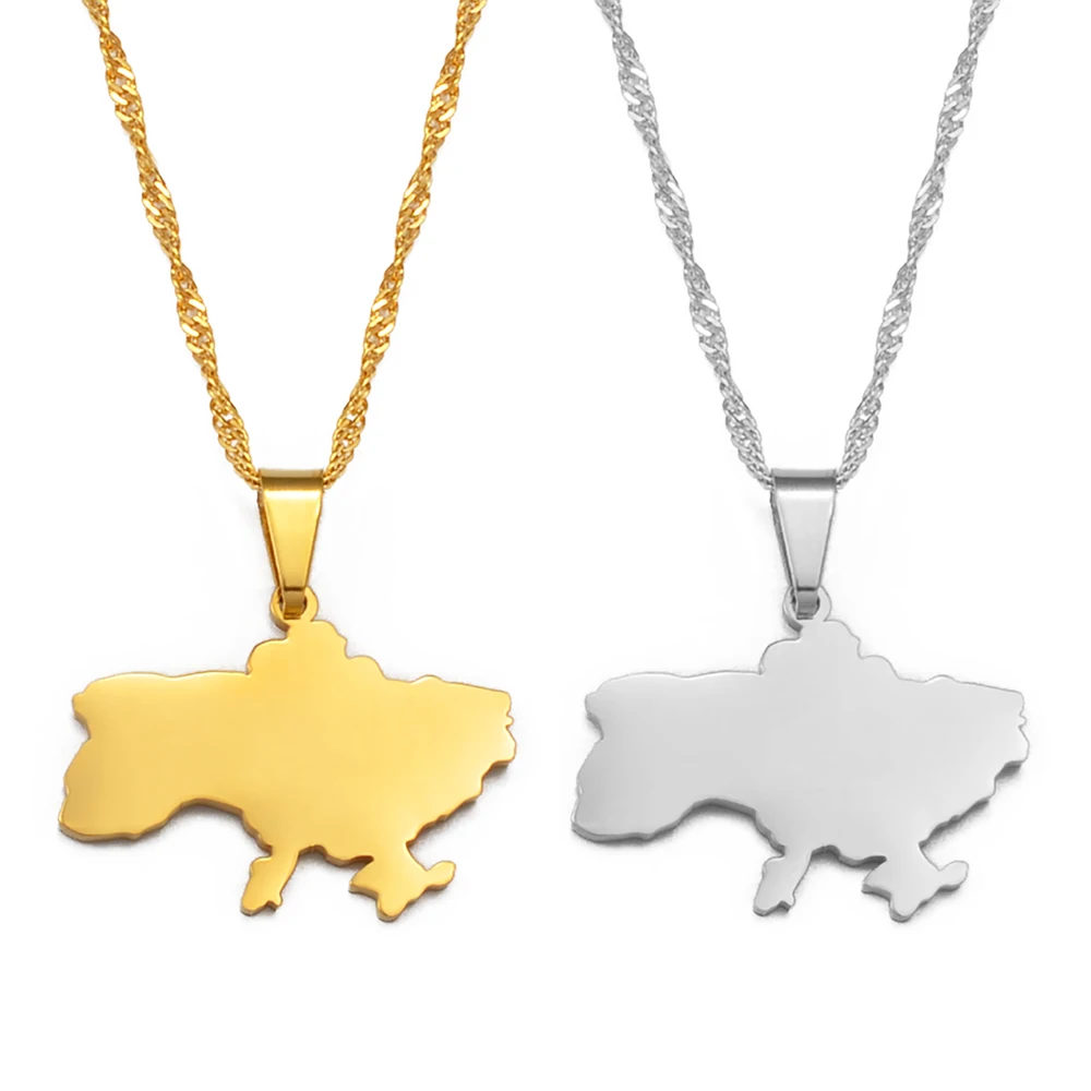 Anniyo Ukraine Map Pendant & Necklace Ukrainian Jewelry Gifts #212921 ...