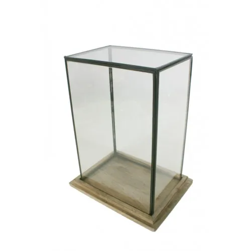 Rectangular-glass-urn-with-metal-profile-and-natural-wood-base-for ...