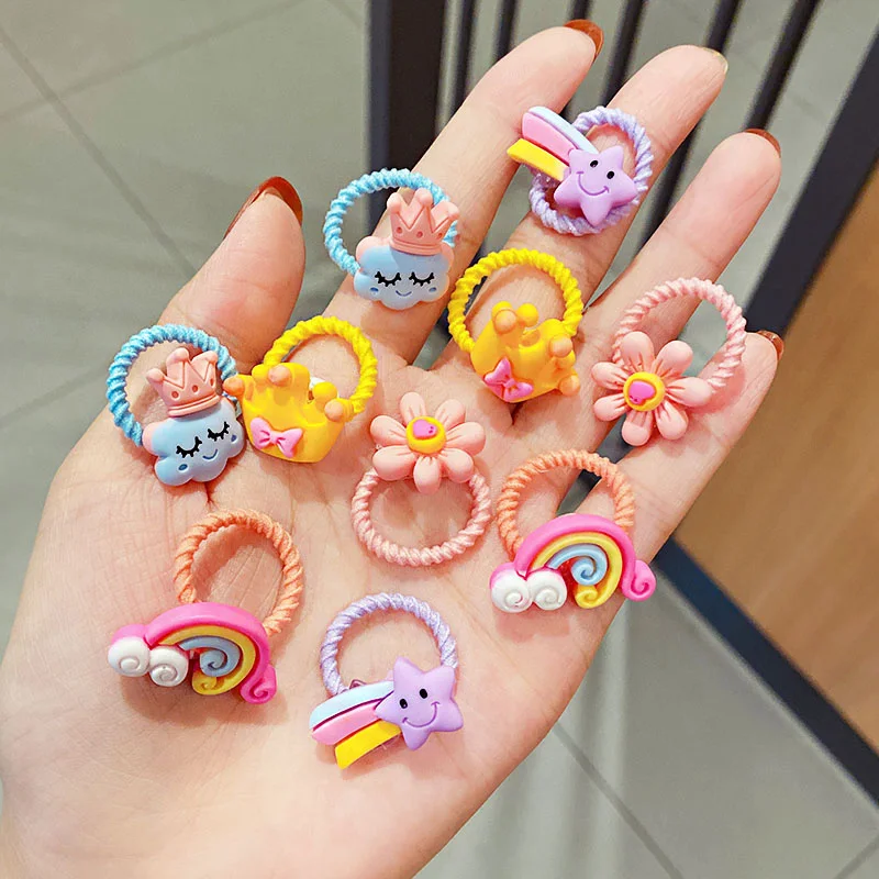 10-Pcs-Set-Children-Cute-Hair-Bands-Cartoon-Flower-Elastic-Hair-Bands ...