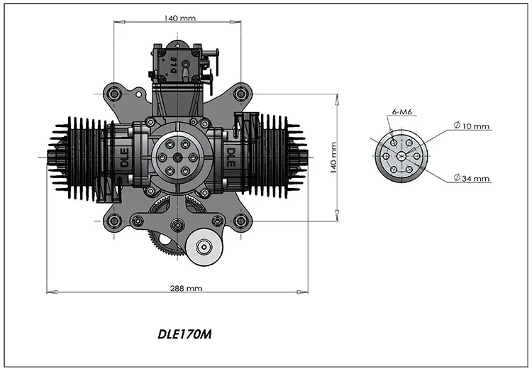 DLE 170CC DLE170M бензиновый/бензиновый двигатель 170 Вт/Электрический самостартер для Paramotor ...