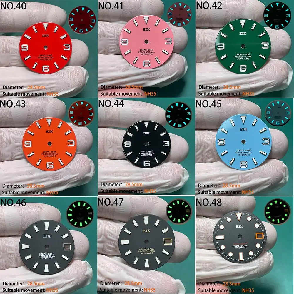 Nh35 Dial Watch Dial New C3 Luminous Modified Watch Literal Skx007 ...
