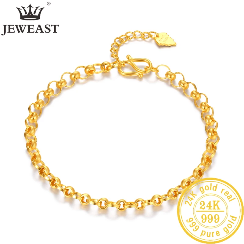 Jlzb 24k Pure Gold Bracelet Real 999 Solid Gold Bangle Upscale ...