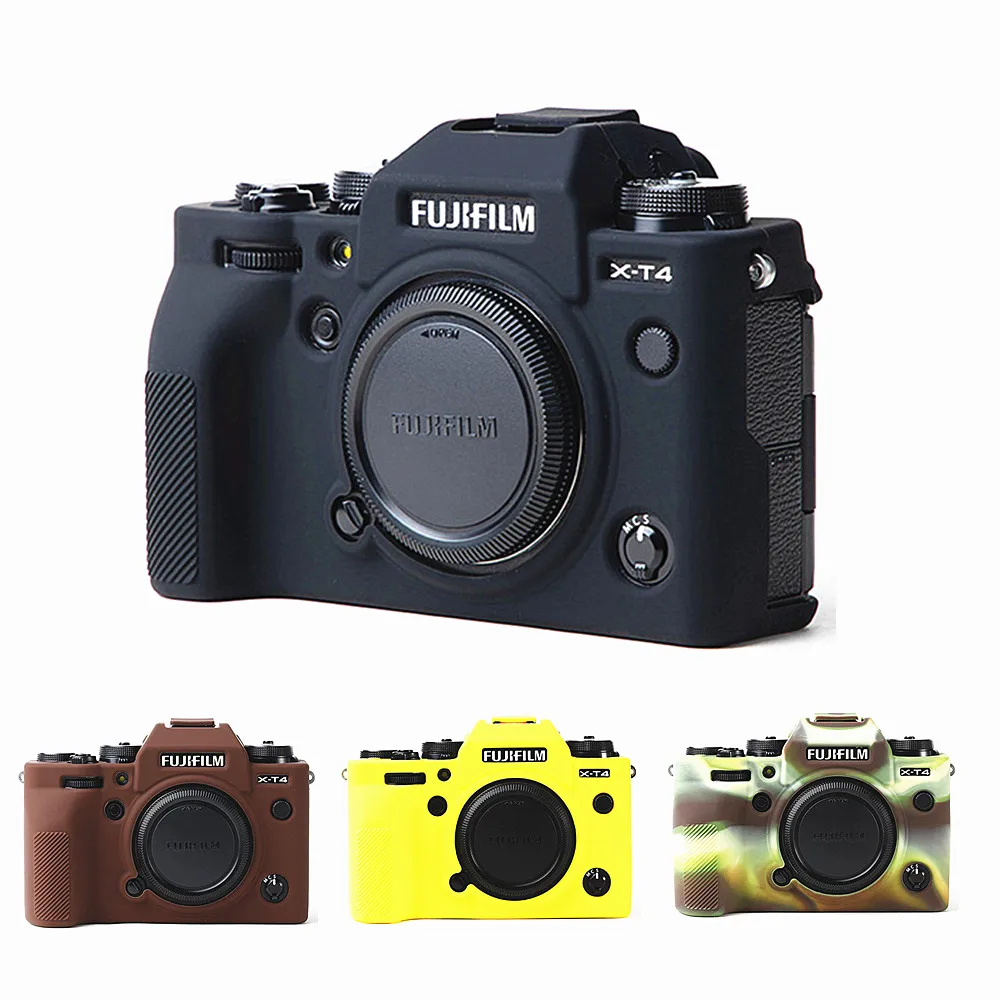 Soft Silicone Armor Skin Case, Mirrorless Camera Bag, capa do corpo, protetor para Fujifilm X T4 ...