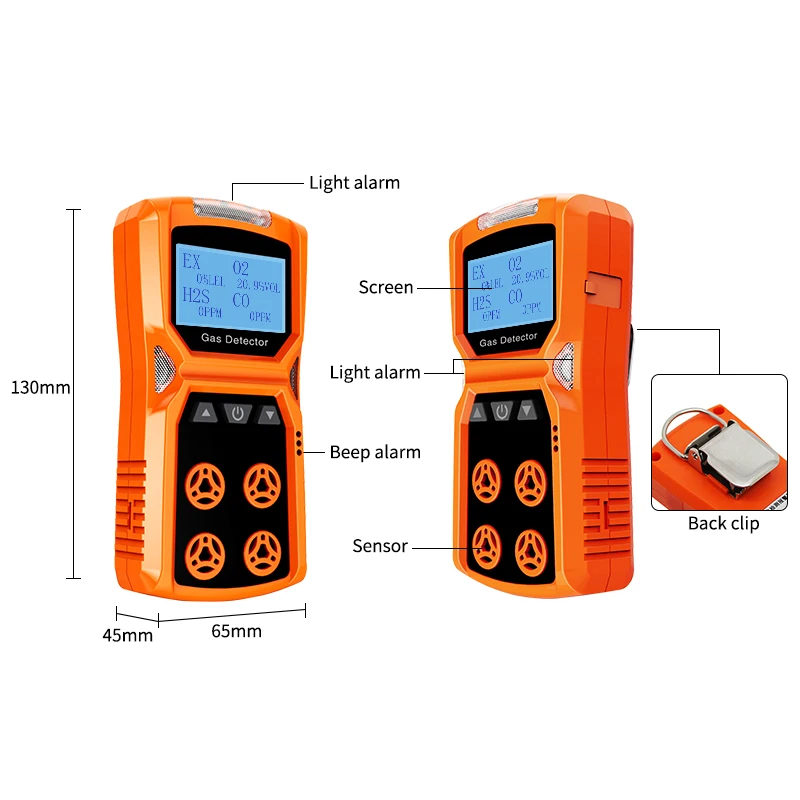 Multi Gas Detector Gas Meter O2 H2S CO LEL 4 In 1 Oxygen Hydrogen ...