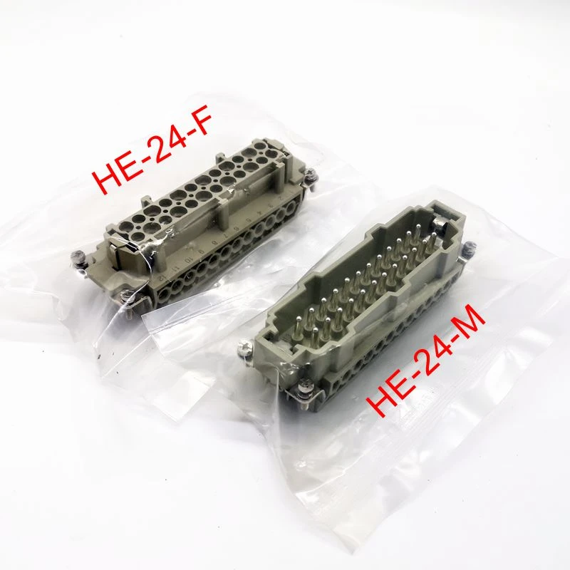 HDC-HE-024 코어 헤비 듀티 수 커넥터 HE-024-M 및 암 커넥터 HE-024-F, 항공 플러그 코어, 16A, 500V, 24 핀