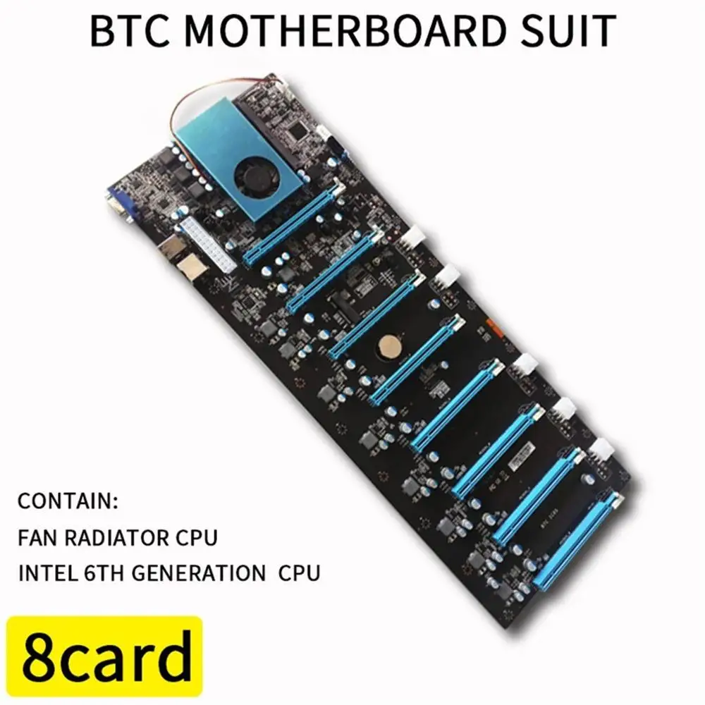 BTC-37 Miner Motherboard 8 GPU slots เมนบอร์ด CPU in-built ETH BTC ZEC ...