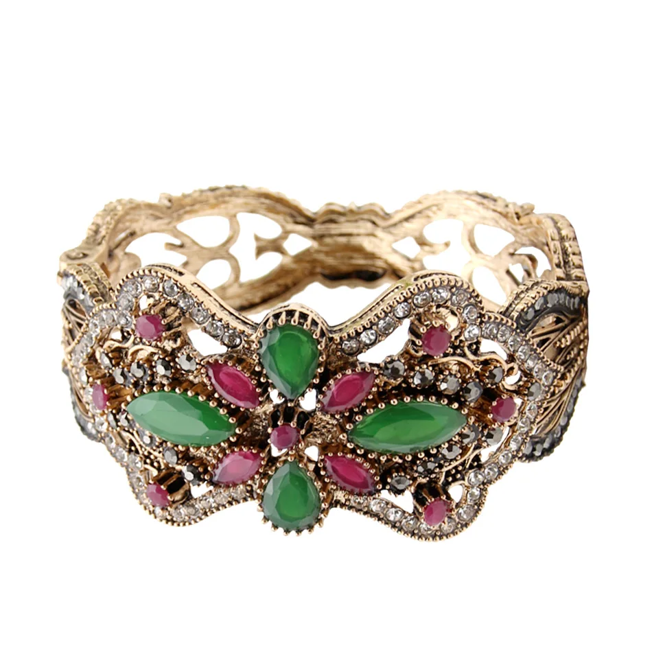 Sunspicems Antique Gold Color Turkish Women Bangle Vintage Wedding Cuff ...