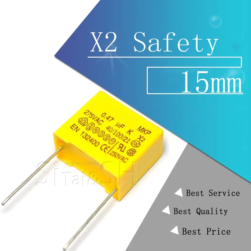 10pcs X2 Safety capacitor 15mm 275VAC 275V 0.022UF 0.047UF 0.1UF 0.15UF 0.22UF 0.33UF 0.47UF 0 ...