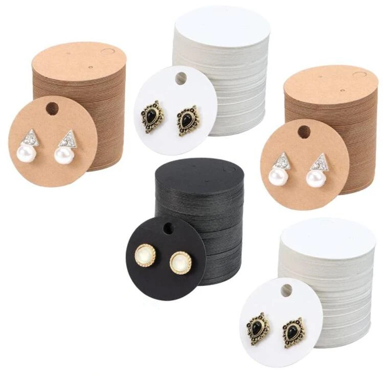 100pcs Round Cardboard Earring Display Cards Blank Kraft Paper Jewelry ...