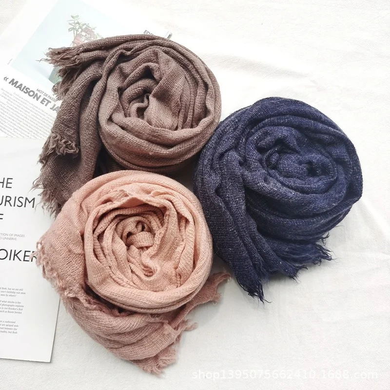 스카프 여성 패션 목도리 가을 겨울 새로운 대외 무역 양모 스카프 여성 복고풍 Tassumo 부드러운 단색 남성 스카프
