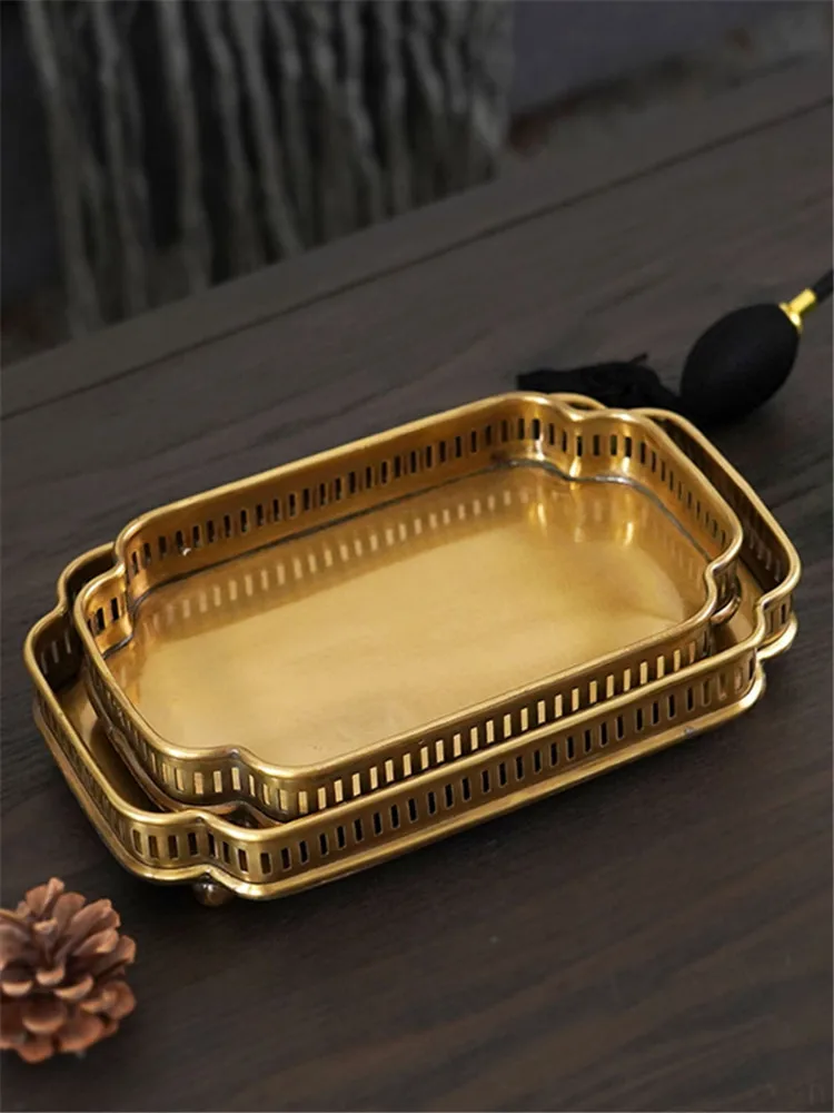 fruit tray Tea tray refreshment tray Handmade carved landscape copper ...