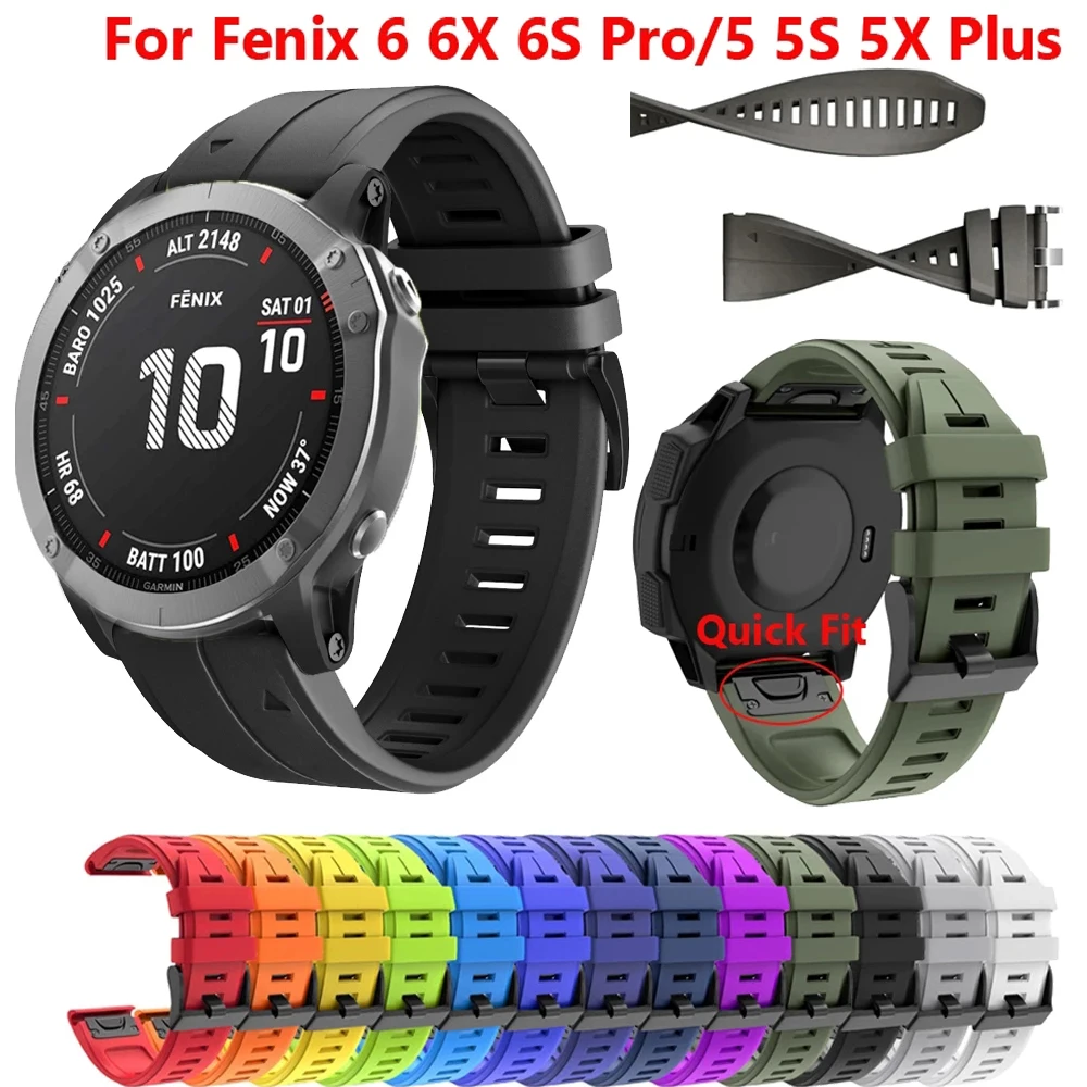 26-22-20mm-Watchband-For-Garmin-Fenix-6X-6-Pro-5-5XPlus-3HR-Silicone ...