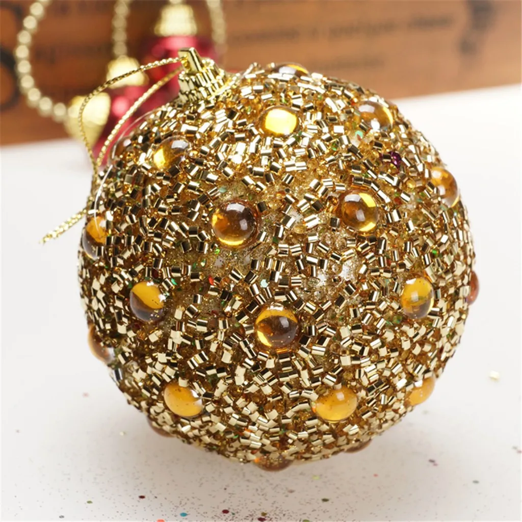 8 см 1 шт Золотые/Серебряные стразы блестящие шары Рождественские шары ...