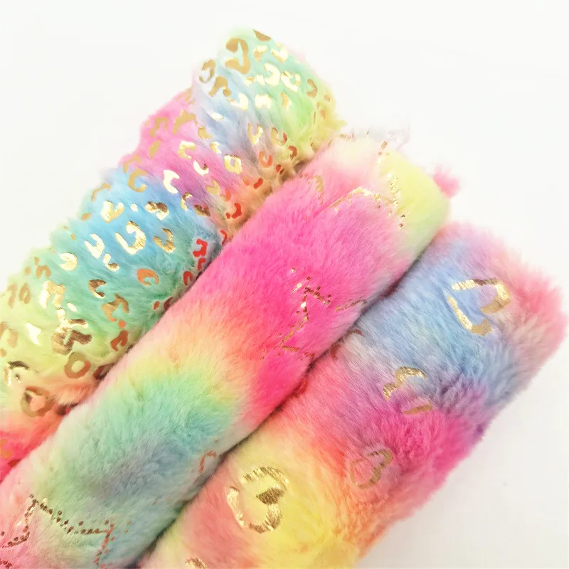 Rainbow-Fur-Gold-Hearts-Stars-Leopard-Printed-on-Immitation-Rabbit-Fur ...